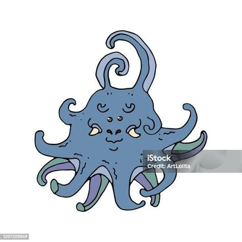 손으로 그린 일러스트 작은 귀여운 회색 문어 흰색 배경에 격리된 플랫 벡터입니다 만화 캐릭터 해양 테마 인쇄 T 셔츠 컵 전단지 엽서 디자인 어린이 책 을 보여주는 수생