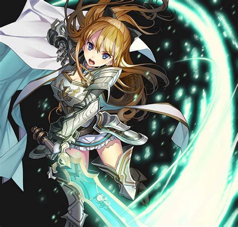 Anime Girl With Blonde Hair And Blue Eyes With Sword