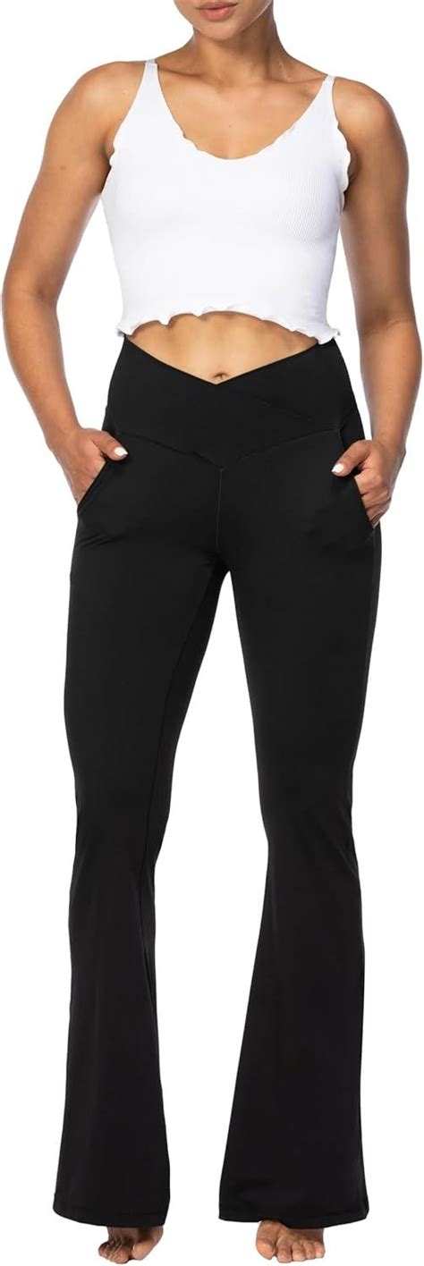 Sunzel Flare Leggings For Women With Pockets Crossover Yoga Pants With