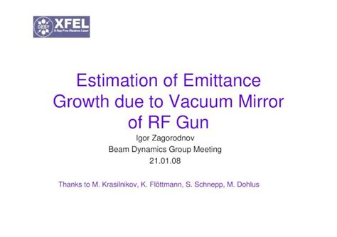 Pdf Estimation Of Emittance Growth Due To Vacuum Mirror Of Rf Gun
