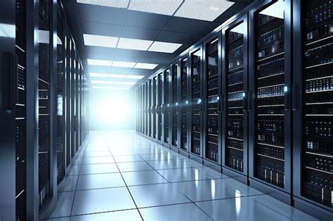 Premium Ai Image Data Center With Rows Of Servers In A Large Room Generative Ai