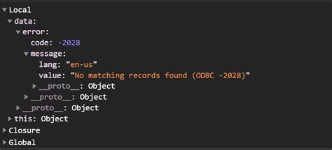 javascript how to solve this issue no matching records found odbc