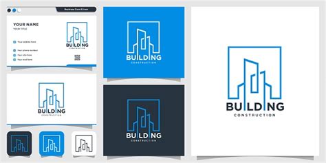 새로운 개념의 라인 아트 스타일과 명함 디자인 템플릿 건물 건설 부동산 새로운 개념 프리미엄 벡터가 있는 건물 기호 개념에 대한 스톡 벡터 아트 및 기타 이미지 Istock