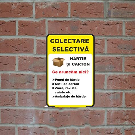 Sticker Decorativ Semn Indicator Colectare Selectiva Hartie Si Carton 42x59 4 Cm A2 Emag Ro