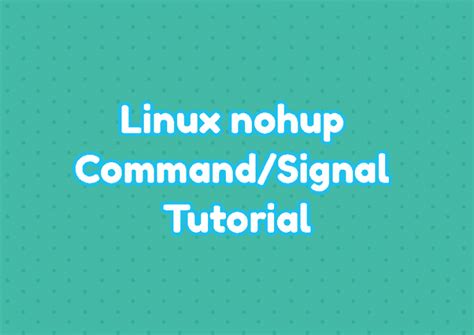 Linux Nohup Command Signal Tutorial LinuxTect