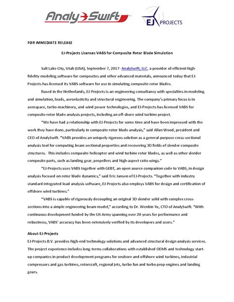 170907 Ej Projects Licenses Vabs For Composite Wind Turbine Blade Simulation Analyswift