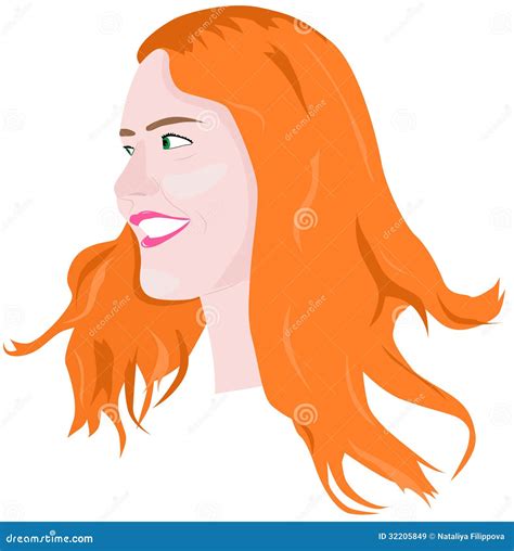 Portrait Of Red Haired Girl Stock Vector Illustration Of Happy Young