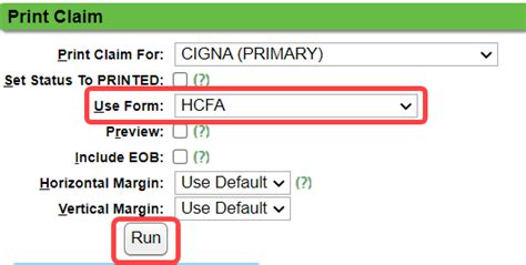 Alignment For Printing Paper Claims On A Hcfa Ub Form