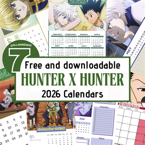 7 Free 2026 Anime Calendars Hunter X Hunter All About Anime And Manga