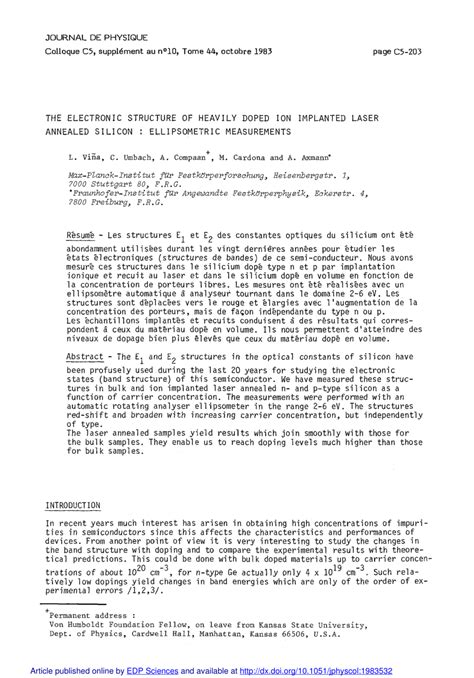 Pdf The Electronic Structure Of Heavily Doped Ion Implanted Laser Annealed Silicon