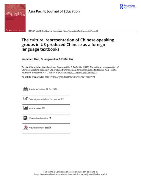 Pdf The Cultural Representation Of Chinese Speaking Groups In Us Produced Chinese As A Foreign