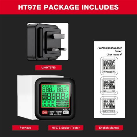 Ht97 Large Digital Socket Tester Smart Voltage Detector Rcd Gfci Voltage Tester