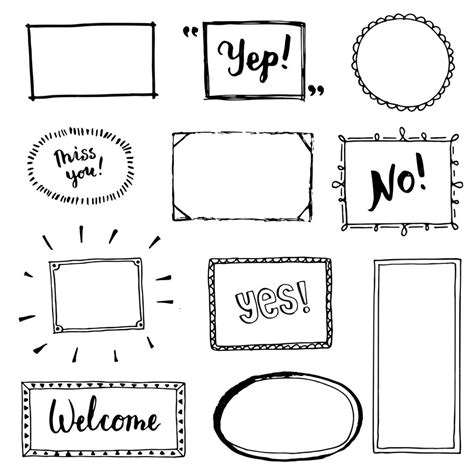 Premium Vector Hand Drawn Set Of Simple Frame And Border With Different Shapes Heart Square