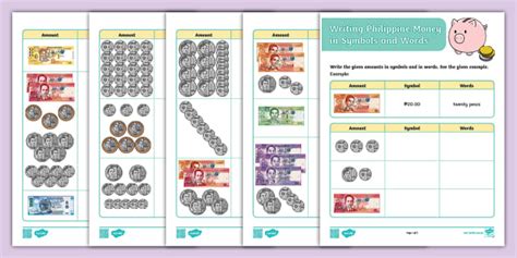 Writing Philippine Money Worksheet Grade 1 Twinkl Ph