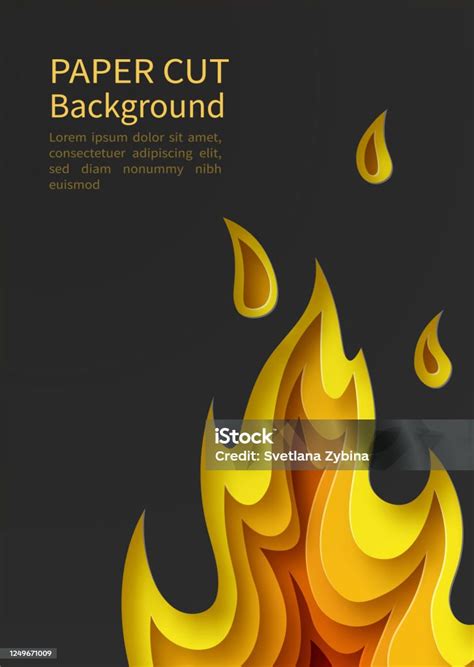 불이 붙은 검은 포스터 종이 스타일로 레이어드 된 디자인 텍스트에 대 한 배치 벡터 불에 대한 스톡 벡터 아트 및 기타 이미지 불 종이 3차원 형태 Istock
