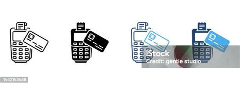 결제 단말기 및 신용 카드 라인 및 실루엣 아이콘 세트 Pos 비접촉식 거래 픽토그램 흰색 배경에 무선 돈 지불 기호 컬렉션입니다 고립된 벡터 그림 아이콘에 대한 스톡 벡터