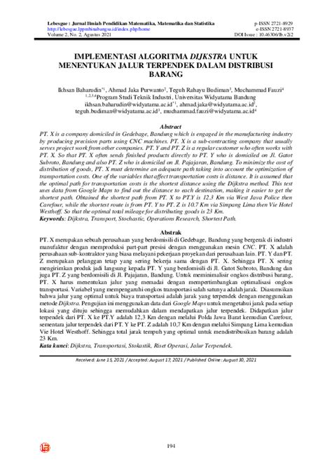 pdf implementasi algoritma dijkstra untuk menentukan jalur terpendek