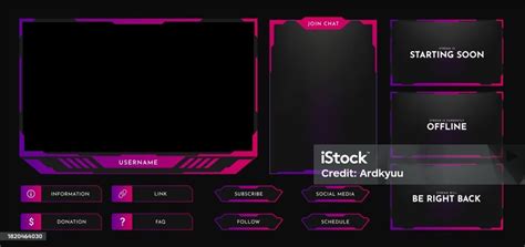 스트림 오버레이 패널 디자인 템플릿 미래 지향적인 디지털 스트리밍 화면 인터페이스 라이브 비디오 온라인 게임 스트림 벡터 비디오 게임에 대한 스톡 벡터 아트 및 기타 이미지