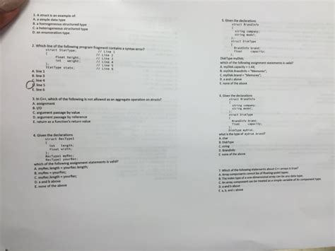 Solved A Struct Is An Example Of A A Simple Data Type B A