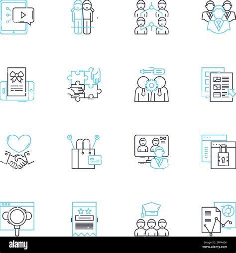 User Engagement Linear Icons Set Interaction Participation Communication Involvement