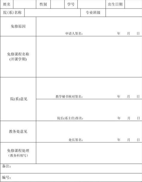 免修申请书范文八篇 范文118