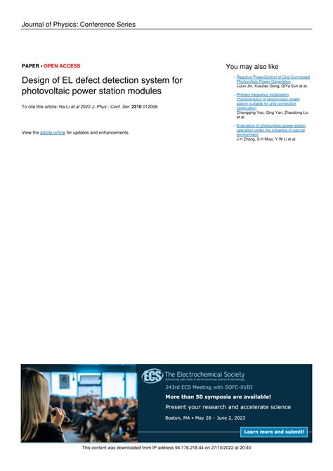 Pdf Design Of El Defect Detection System For Photovoltaic Power Station Modules