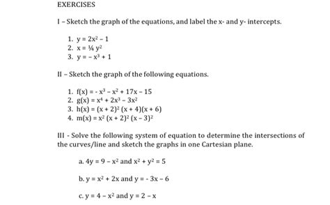 EXERCISES I Sketch The Graph Of The Equations StudyX