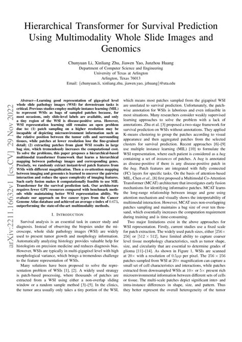 Hierarchical Transformer For Survival Prediction Using Multimodality