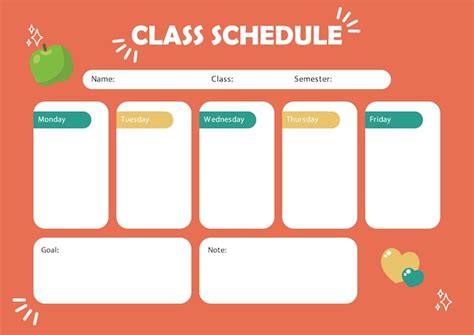 Premium Vector Class Schedule Design Template Premium Vector Class Schedule Design Template
