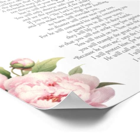 Psalm 91 Scripture Bible Verse Floral Blush Poster Zazzle