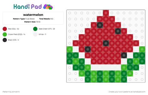 Watermelon Fuse Bead Pattern Kandi Pad Kandi Patterns Fuse Bead