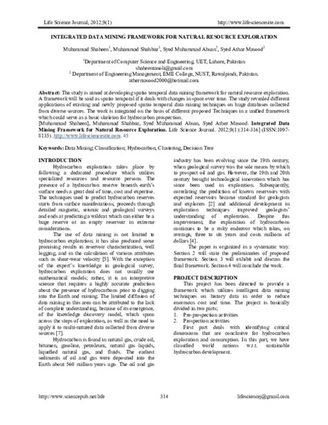 Pdf Integrated Data Mining Framework For Natural Resource Exploration