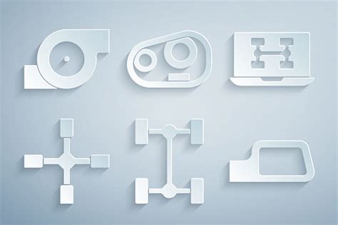 섀시 자동차 진단 조건 휠 렌치 자동차 미러 헤드라이트 및 자동차 터보차저 아이콘을 설정합니다 벡터 3차원 형태에 대한 스톡 벡터 아트 및 기타 이미지 Istock