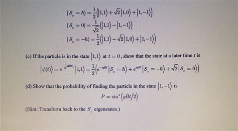 Solved 3 A Spin 1 Particle Interacts With An External