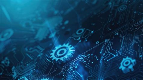 Abstract Technology Background With Gears And Circuitry Premium Ai