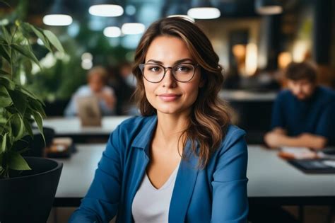 Woman Wearing Glasses Sitting At Table In Restaurant Generative Ai