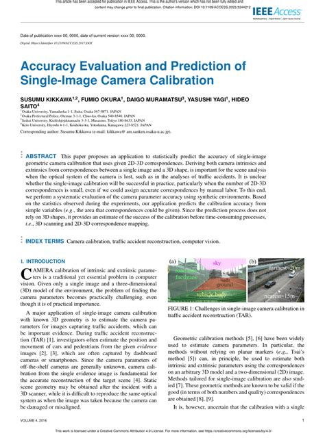 PDF Accuracy Evaluation And Prediction Of Single Image Camera Calibration