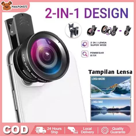 Jual Aksesori Smartphone 2 In 1 Lensa Makro Sudut Super Lebar Lensa 125x Pembesar Klip Tali