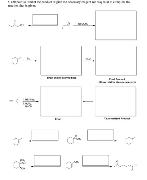 Solved 5 20 Points Predict The Product Or Give The