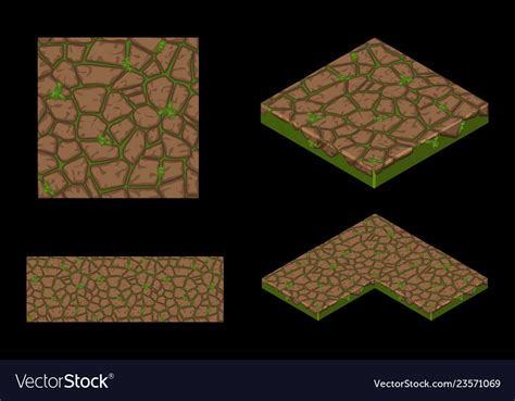 D And Isometric Ground Seamless Tile Texture Vector Image