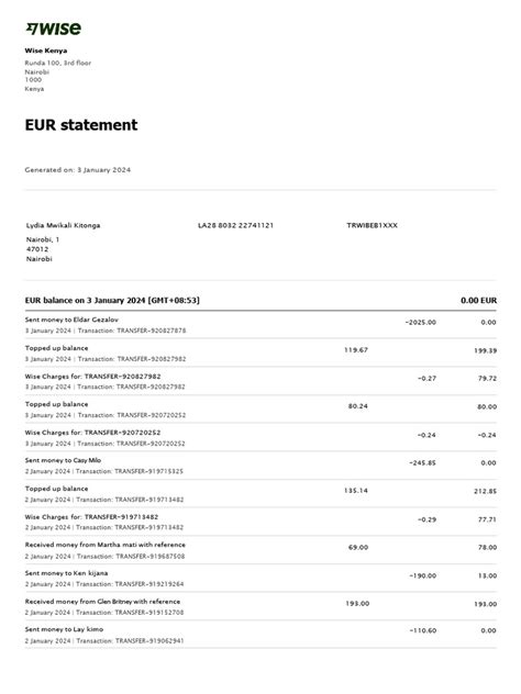 Wise Statement Pdf Banking Financial Technology