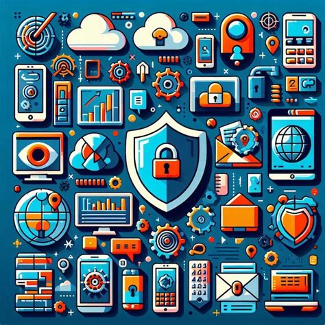 Cybersecurity Elementsicons Neon Blue Neon Icon Padlock Shield Symbol Cybersecurity