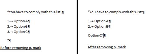 Vba Remove Paragraph Mark From Last Line In A Bulleted On Numbered