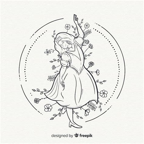 손으로 그린 공주 배경 무료 벡터
