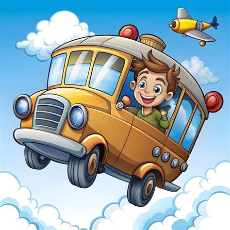 A Young Inventor S Flying Car Cartoon Stock Illustration Illustration Of Vector Clip 341996206