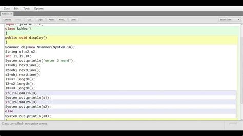 Blue Java Wap To Accept 3 Word From The User And Print The Largest Word Youtube