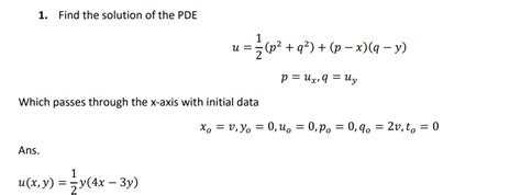 Solved 1 Find The Solution Of The PDE Chegg Com