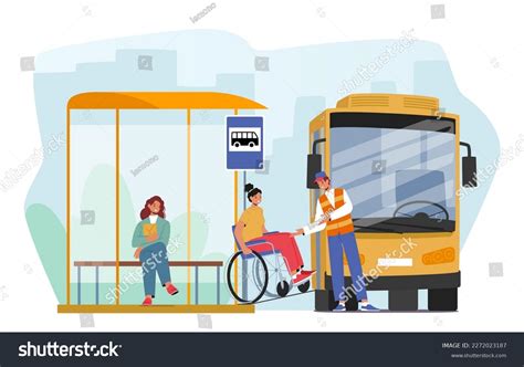 Female Character On Wheelchair Use Ramp Stock Vector Royalty Free 2272023187 Shutterstock
