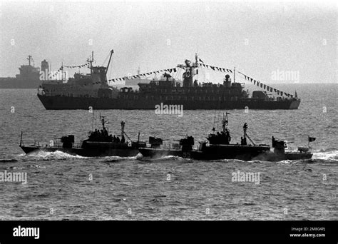A Port View Of Two Romanian Navy Huchuan Class Hydrofoil Fast Attack Torpedo Boats A Tetal