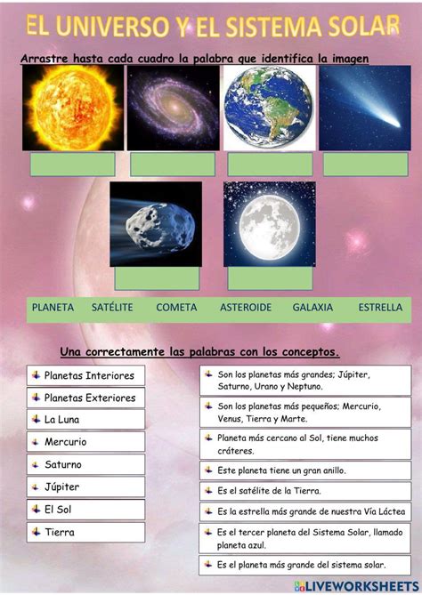 Hojas De Trabajo Del Sistema Solar Quinto Grado